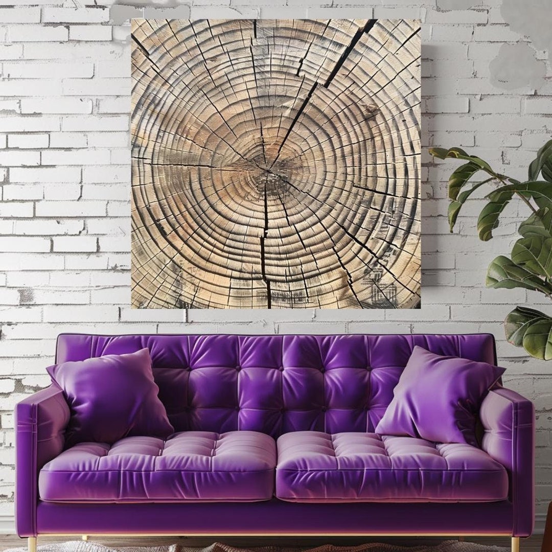 Tree Rings Wood Log Illustration Canvas Wall Art, Wood Log Photography ...