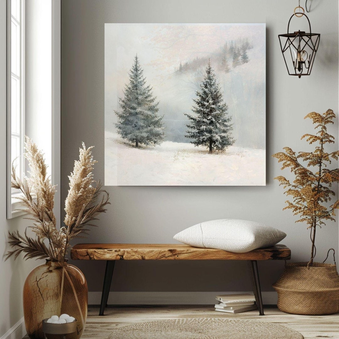 Pine Tree Canvas Art, Evergreens Canvas Wall Art, Black Framed ...