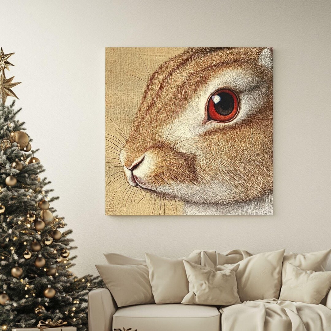 Rabbit Canvas Wall Art, Bunny Painting Countryside Home Decor, Black ...