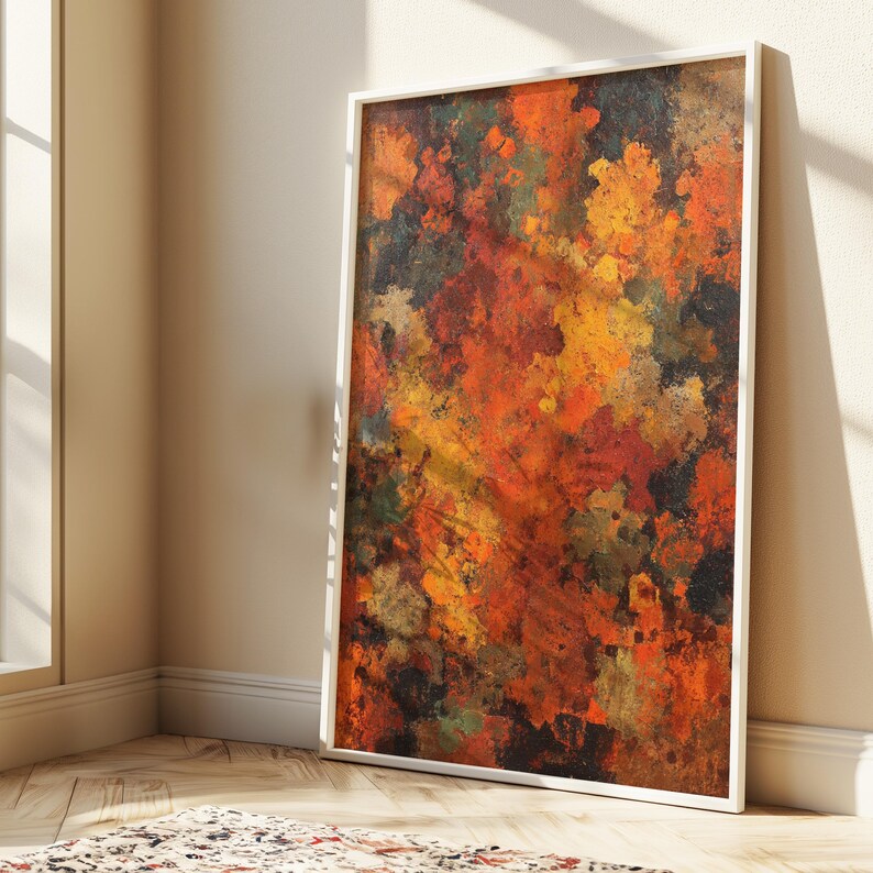 Abstract Autumn Canvas Wall Art, Rustic Fall Colors Print, Warm Earth ...