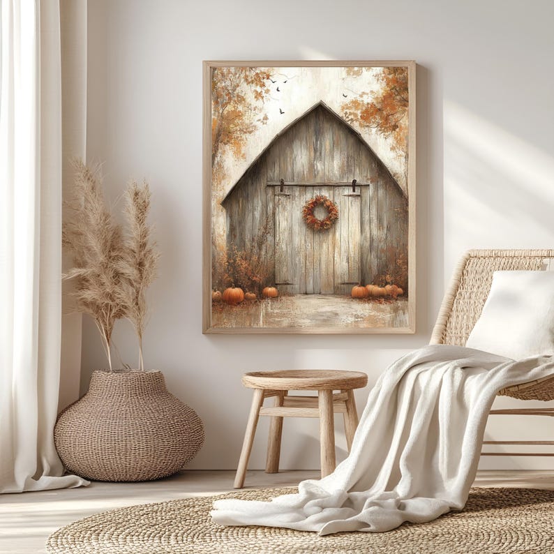 Old Autumn Barn Wall Art, Rustic Country Canvas Print, Framed Canvas ...