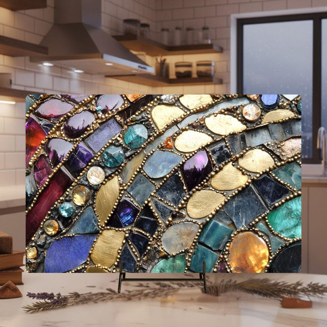 Juwel Ton Edelstein Mosaik Look Glas Schneidebrett, Boho Küche Glas ...