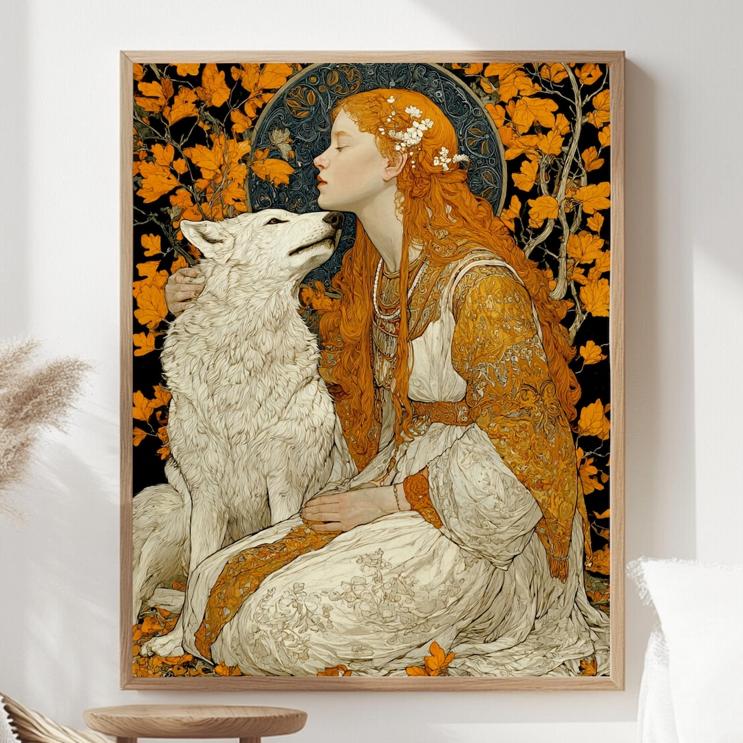 Princess and Wolf Wall Art, Fantasy Fairytale Canvas, Enchanted Forest ...