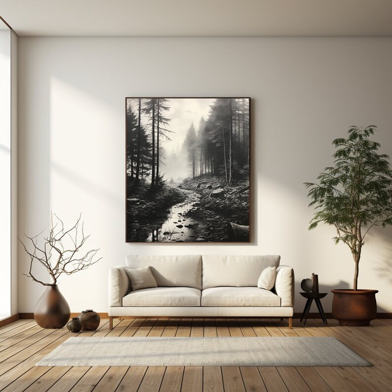 Forest Wall Art, Black and White, Black Framed Wall Art, Forest Wall ...