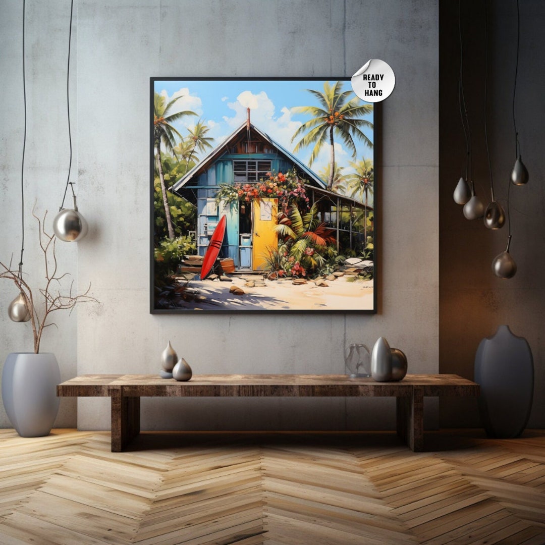 Boho Surf Shack Art Decor, Ready to Hang Black Framed, Gallery Wall ...