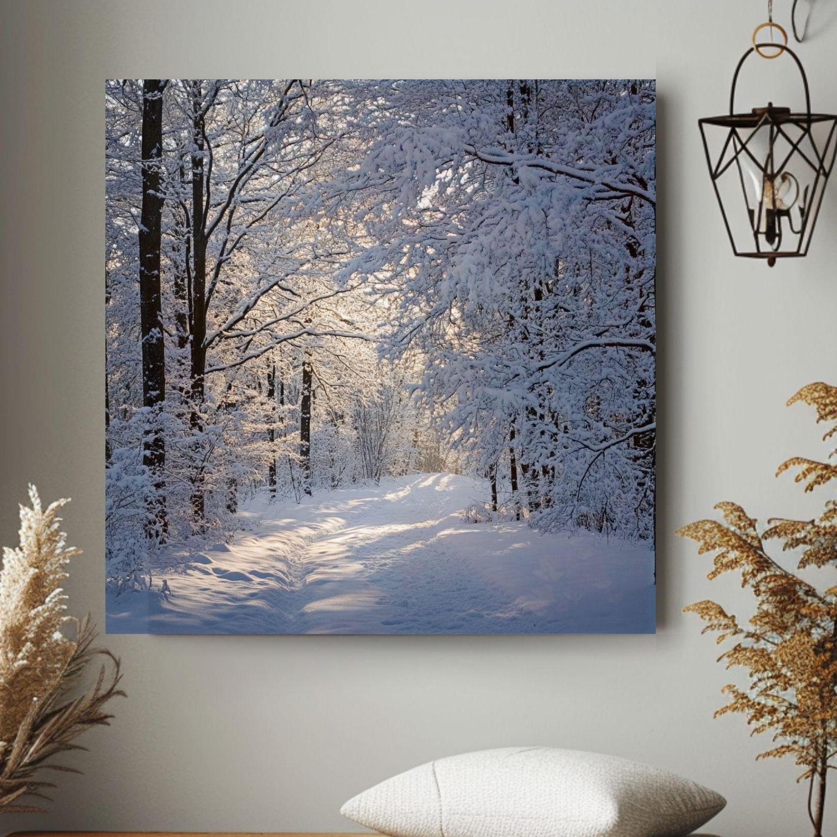 Winter Forest Canvas Wall Art, Serene Snowy Home Decor, Cozy Winter ...