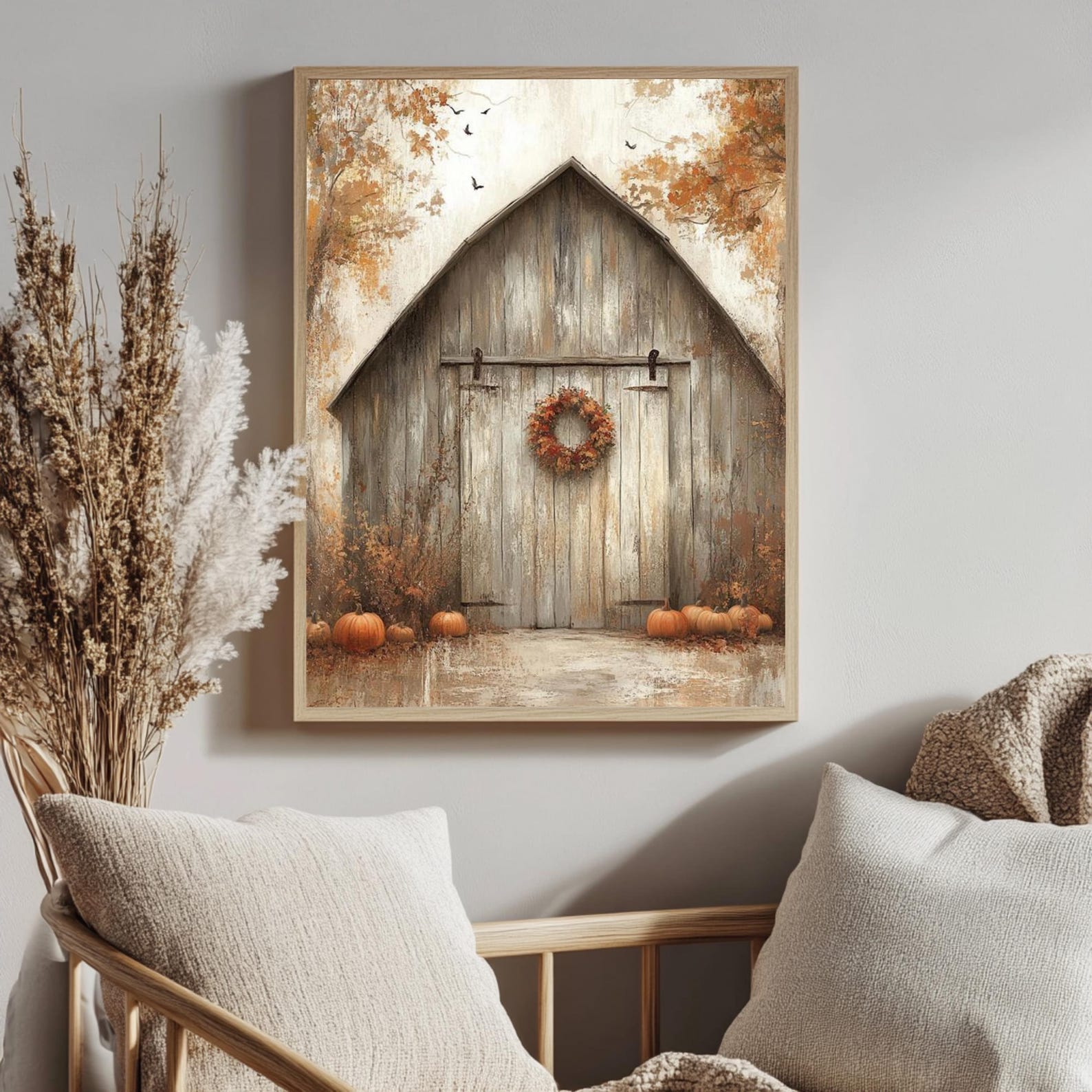Old Autumn Barn Wall Art, Rustic Country Canvas Print, Framed Canvas ...