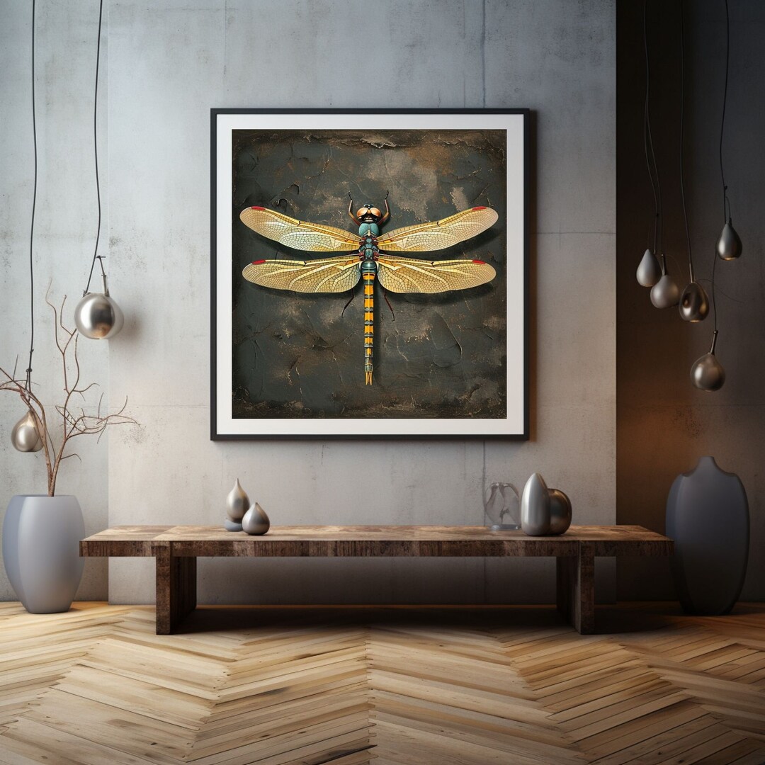 Vintage Dragonfly Digital Wall Art, Garden Dragonfly Printable Art ...