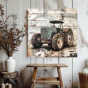 Rustic Tractor Wall Art, Farmhouse Black Framed Canvas Painting ...