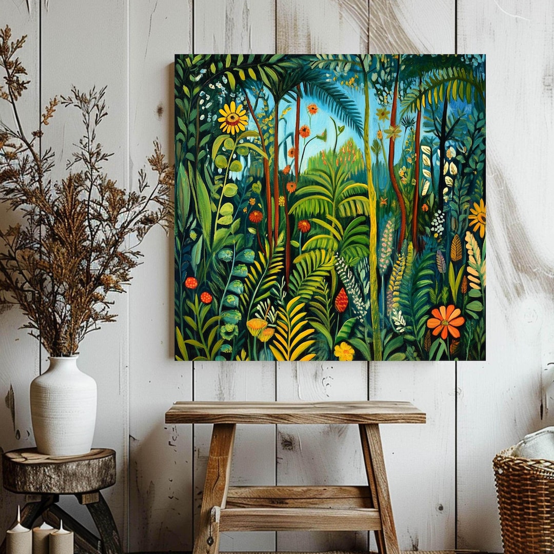 Tropical Jungle Canvas Wall Art, Lush Greenery & Wildlife Décor, Jungle ...