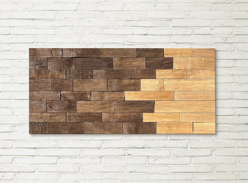 Oak Wood Decor, Rustic Wooden Mosaic, Modern Wooden Wall Art, Abstract ...