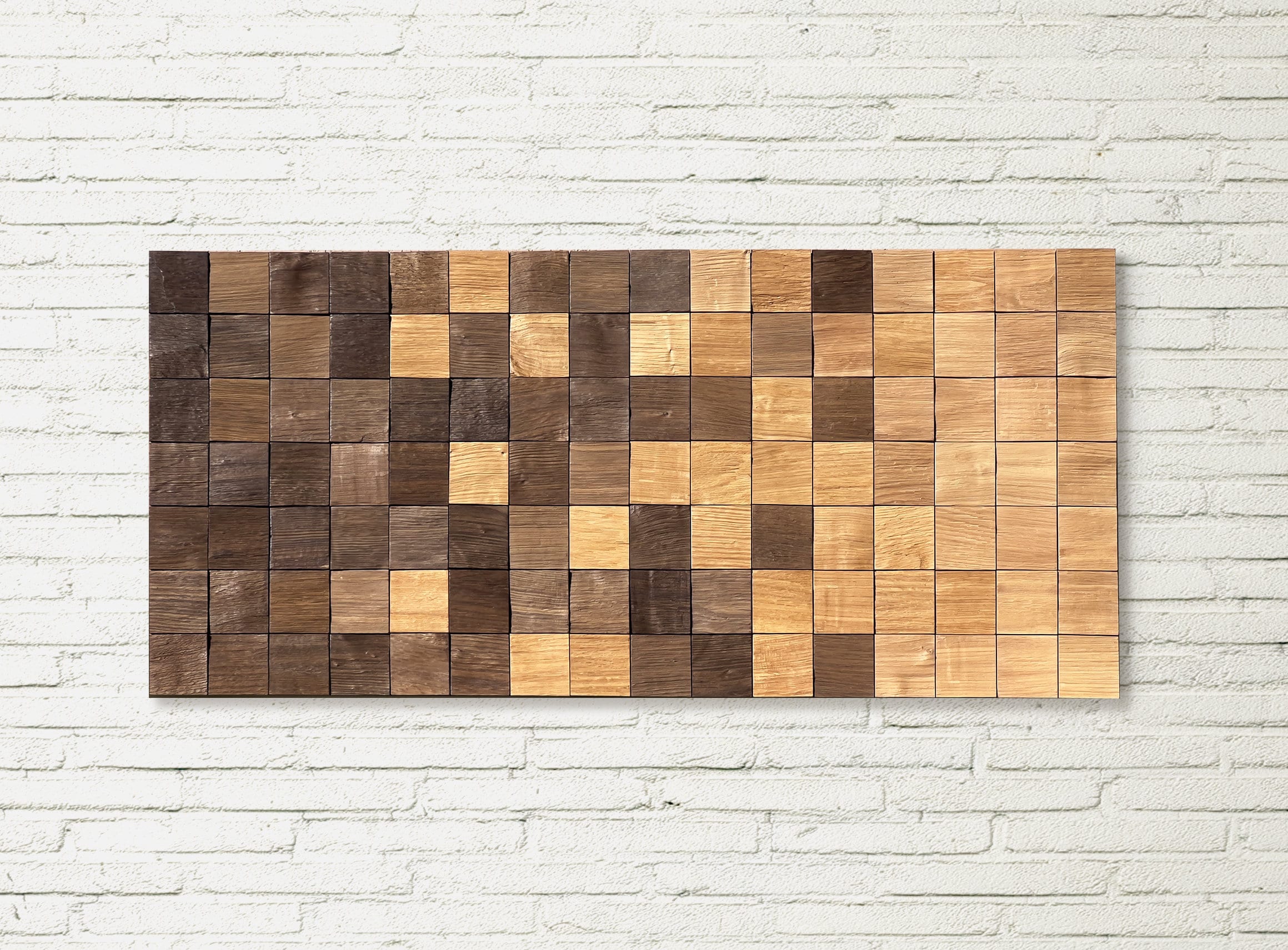 Modern Wooden Wall Art, Oak Wood Wall Decor, Rustic Wooden Mosaic ...