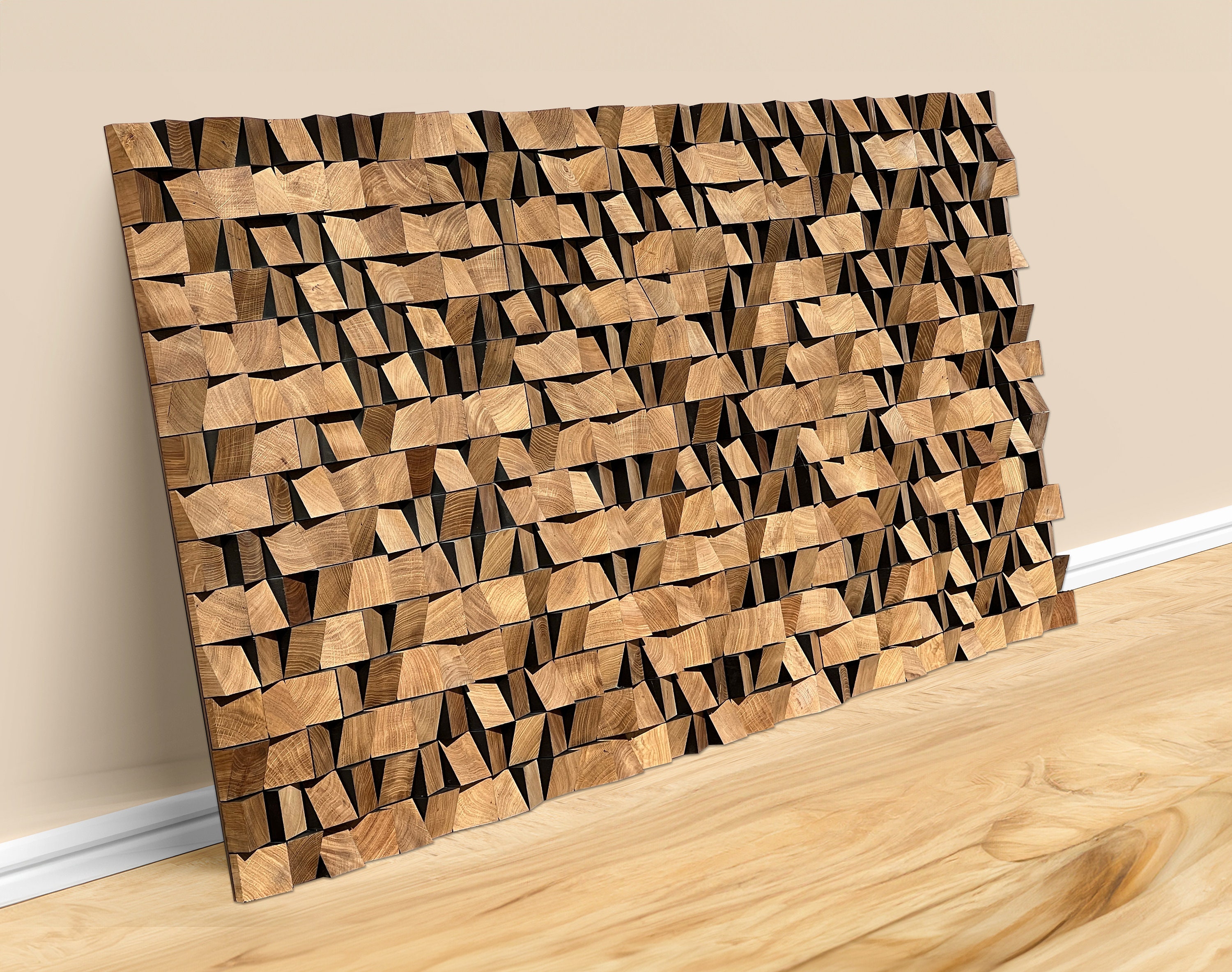Acoustic Wood Panel, Oak Wall Decor, Modern Wooden Wall Art, Rustic ...
