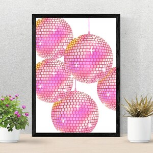 Pink + Orange Disco Ball Digital Wall Art Print | Downloadable PDF ...