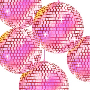 Pink + Orange Disco Ball Digital Wall Art Print | Downloadable PDF ...
