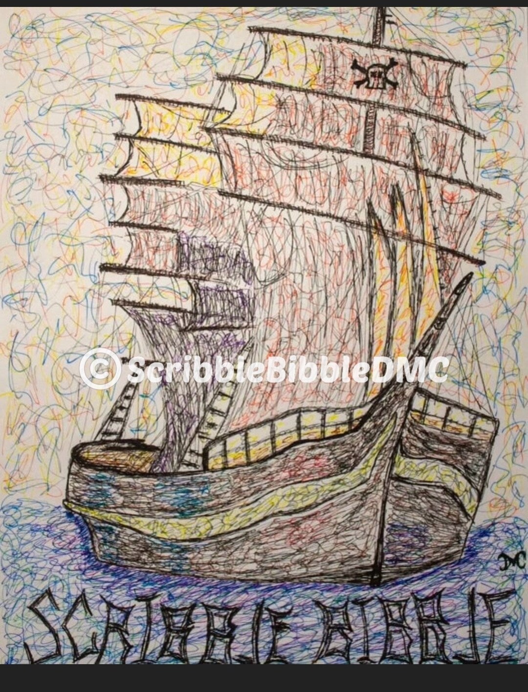 Scribble Bibble Ship | Original Artwork Digital Download - Etsy