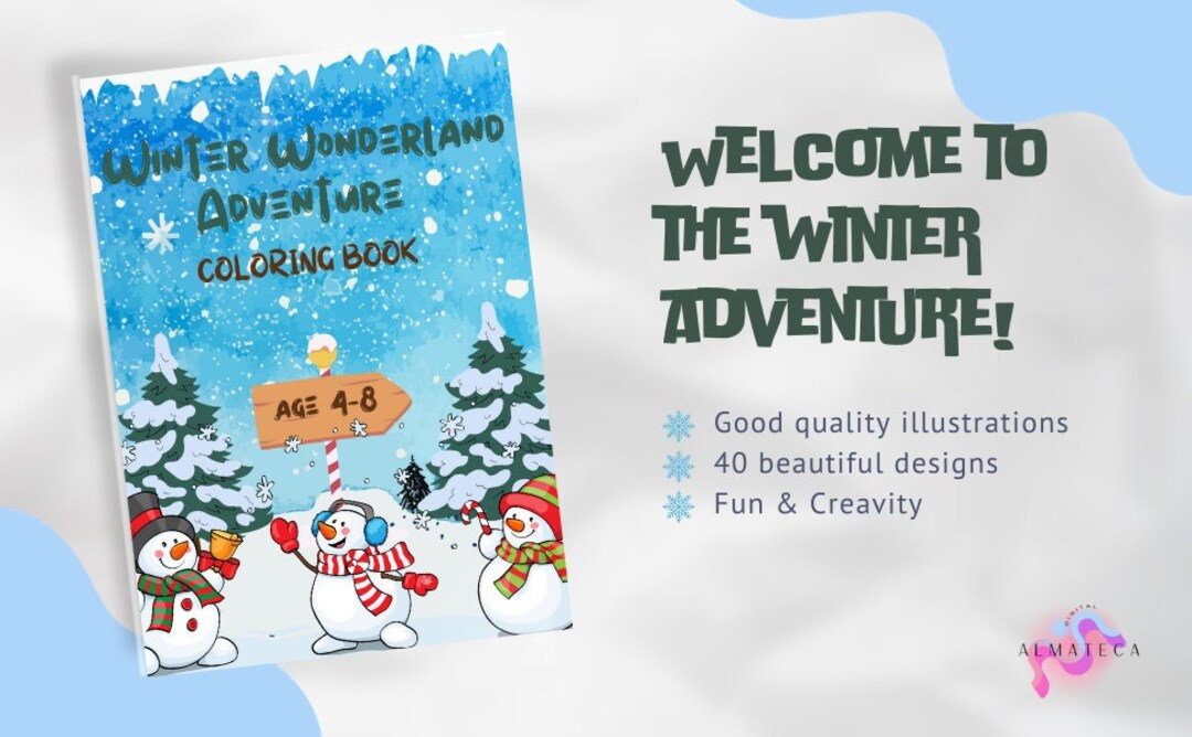 Winter Adventure Coloring Book for Kids Age 4-8 - Etsy