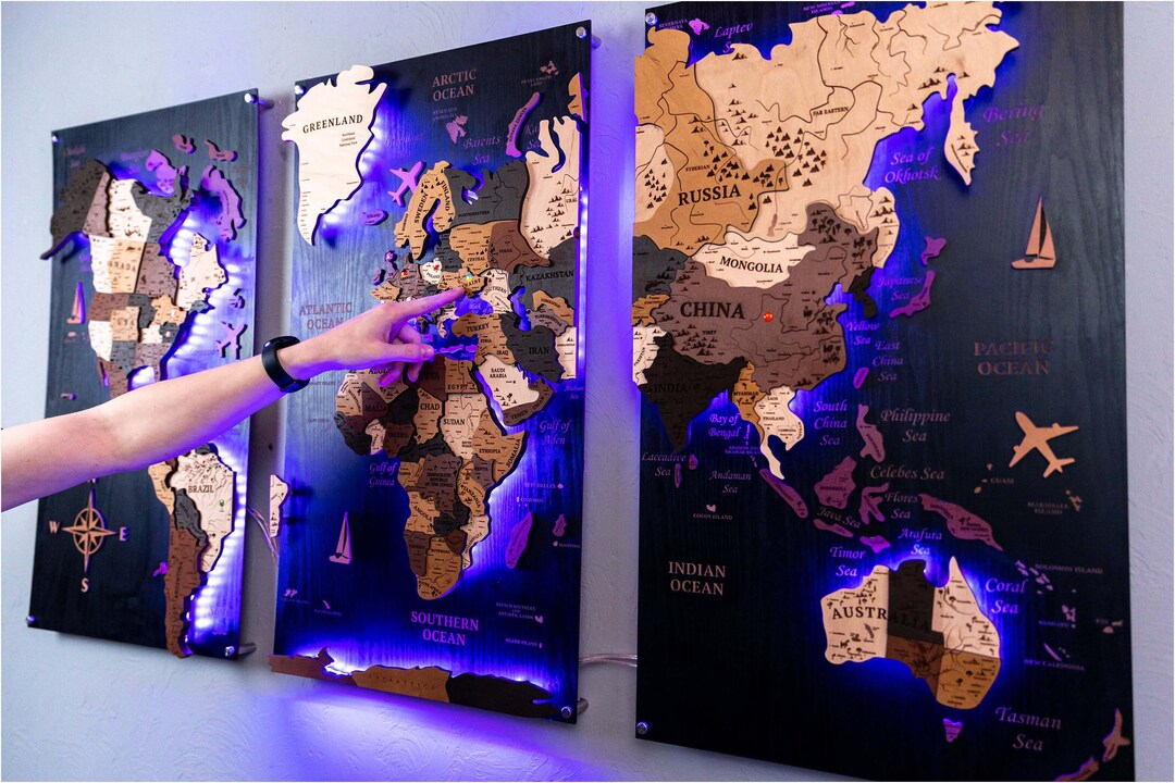 Levitate World Map, Led Map, Wall Maps, Wall Decoration, Travel Map ...