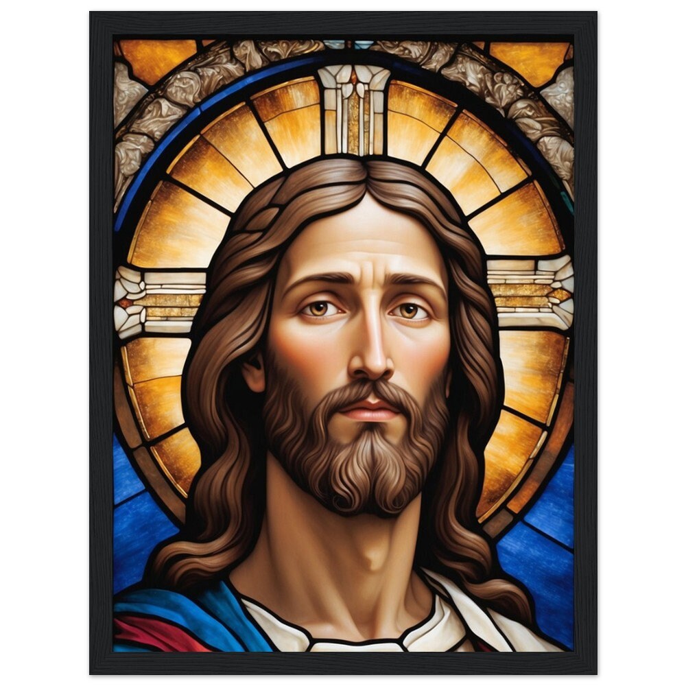 Jesus Stained Glass Effect Poster Etsy