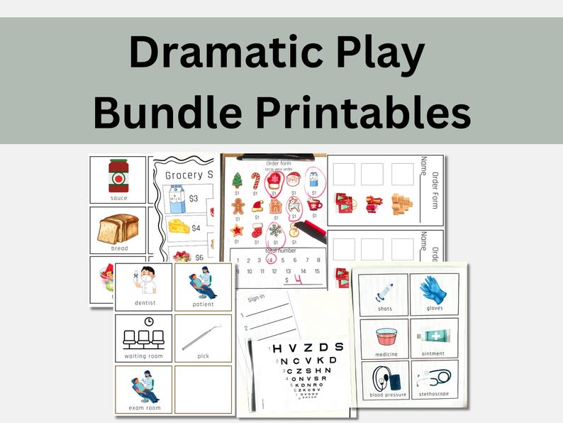 Dramatic Play Bundle, Pretend Play Bundle, Pretend Play Printables, 10 ...