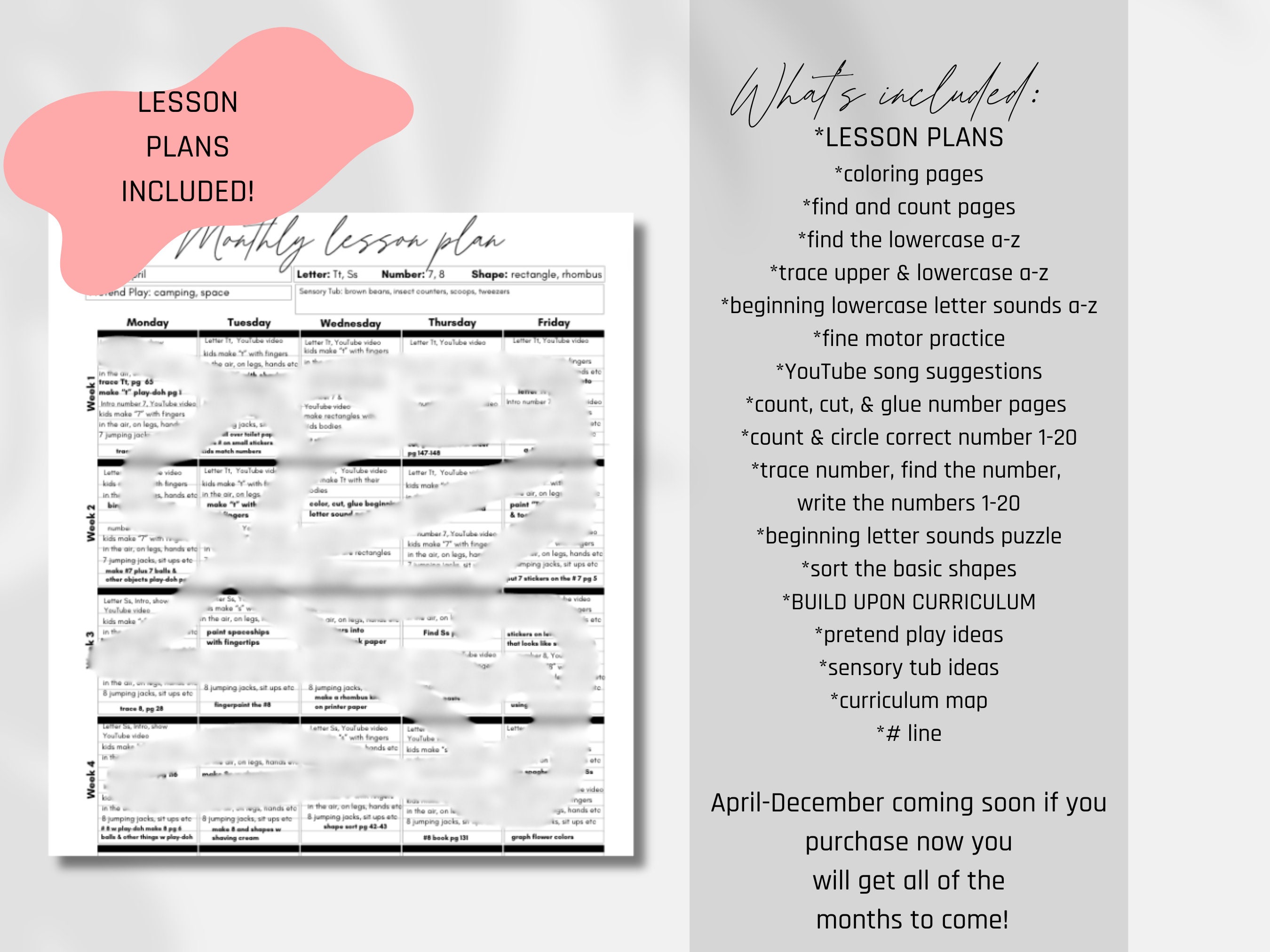 Lesson Plans for Homeschool, Home Daycare, Preschool Curriculum BUNDLE ...