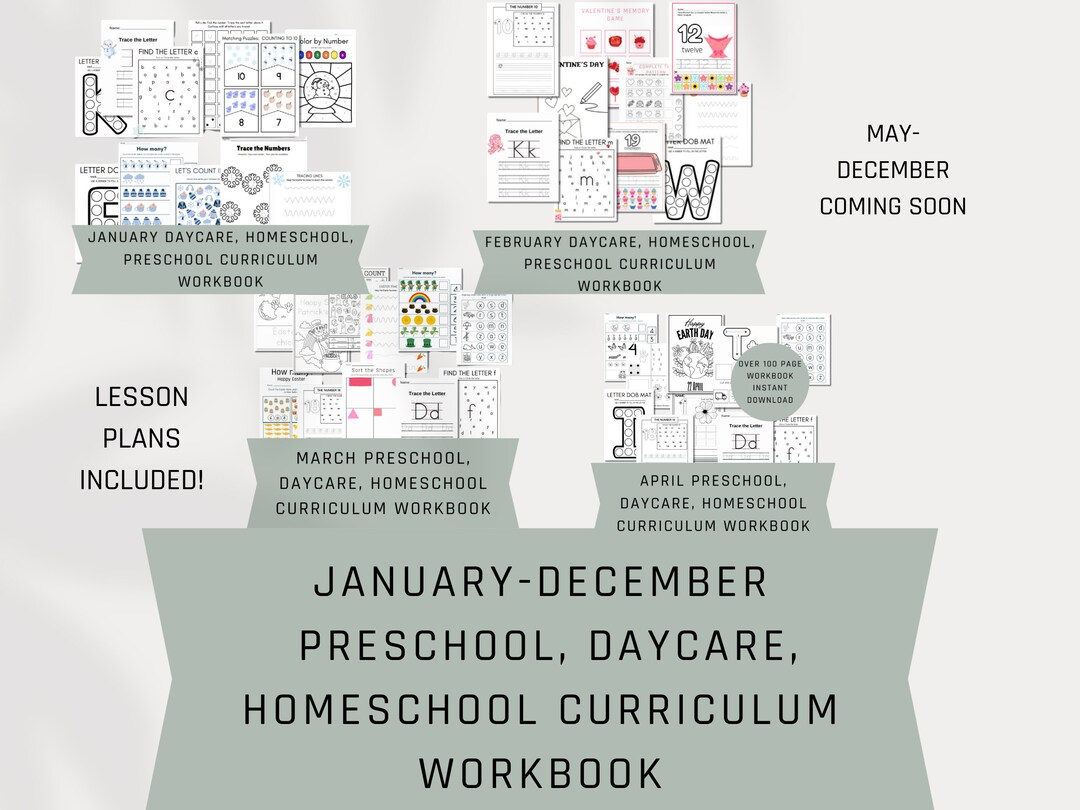 Lesson Plans for Homeschool, Home Daycare, Preschool Curriculum BUNDLE ...