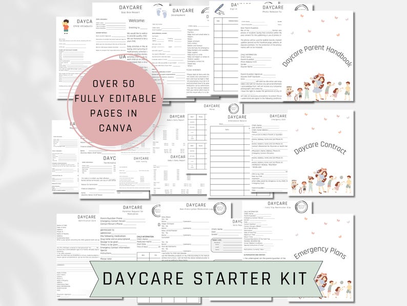 Daycare Forms, Daycare Contract, Daycare Starter Kit, Childcare Forms ...