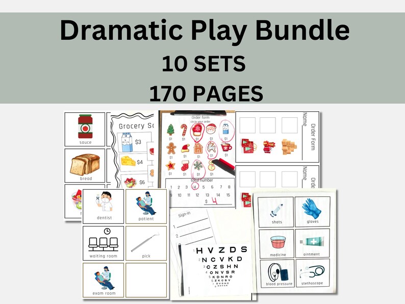 Dramatic Play Bundle, Pretend Play Bundle, Pretend Play Printables, 10 ...