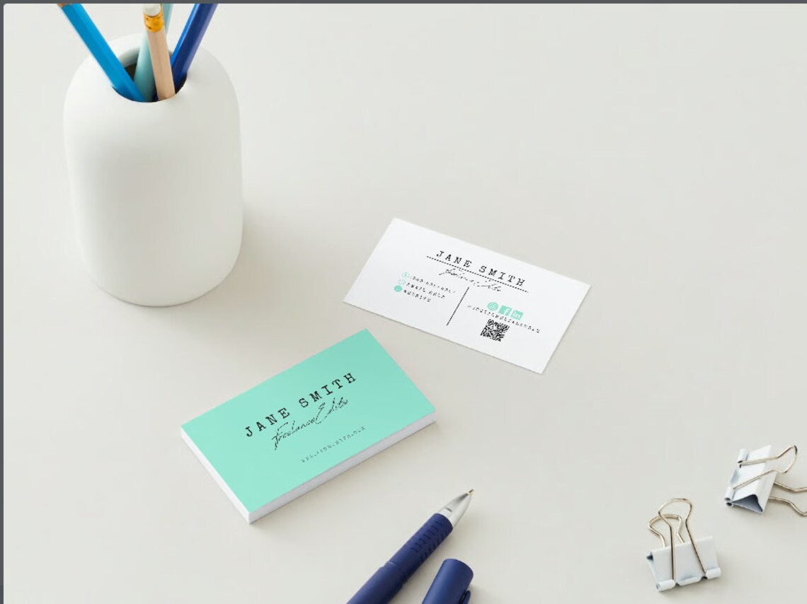 Mint Business Card Template Instant Download, Customizable - Etsy