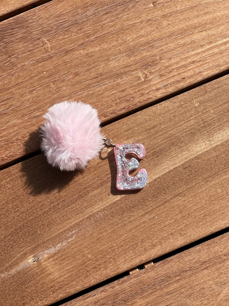 Pink Glitter Letter Keychain, Resin Keychain, Keychain, Personalized ...
