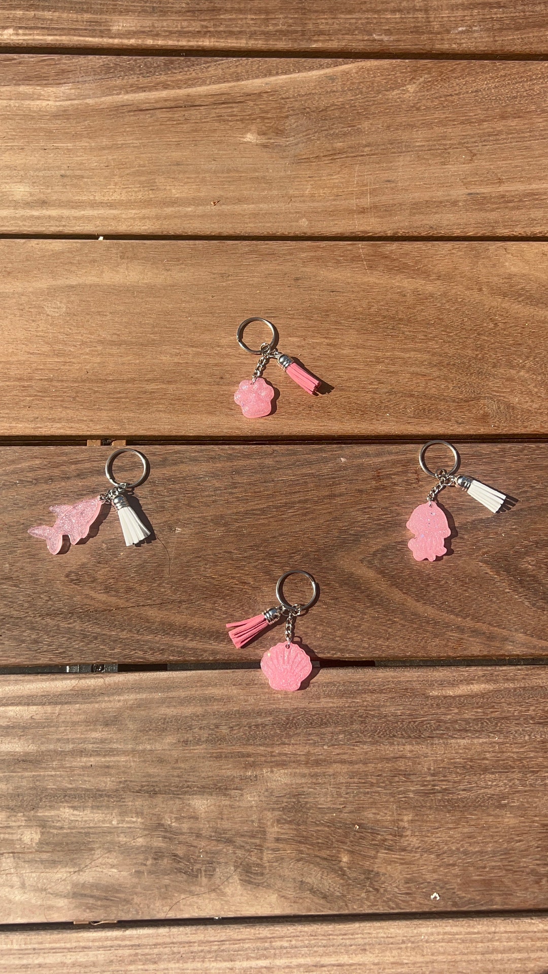 Pink Shark, Jellyfish, Pawprint, Seashell Keychain, Resin Keychain ...