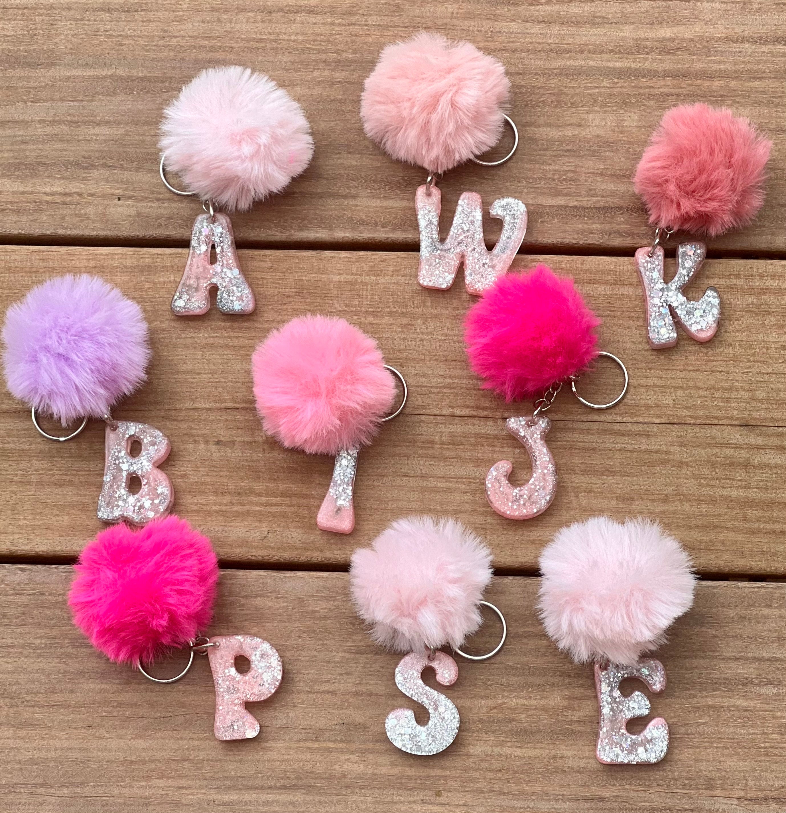 Pink Glitter Letter Keychain, Resin Keychain, Keychain, Personalized ...