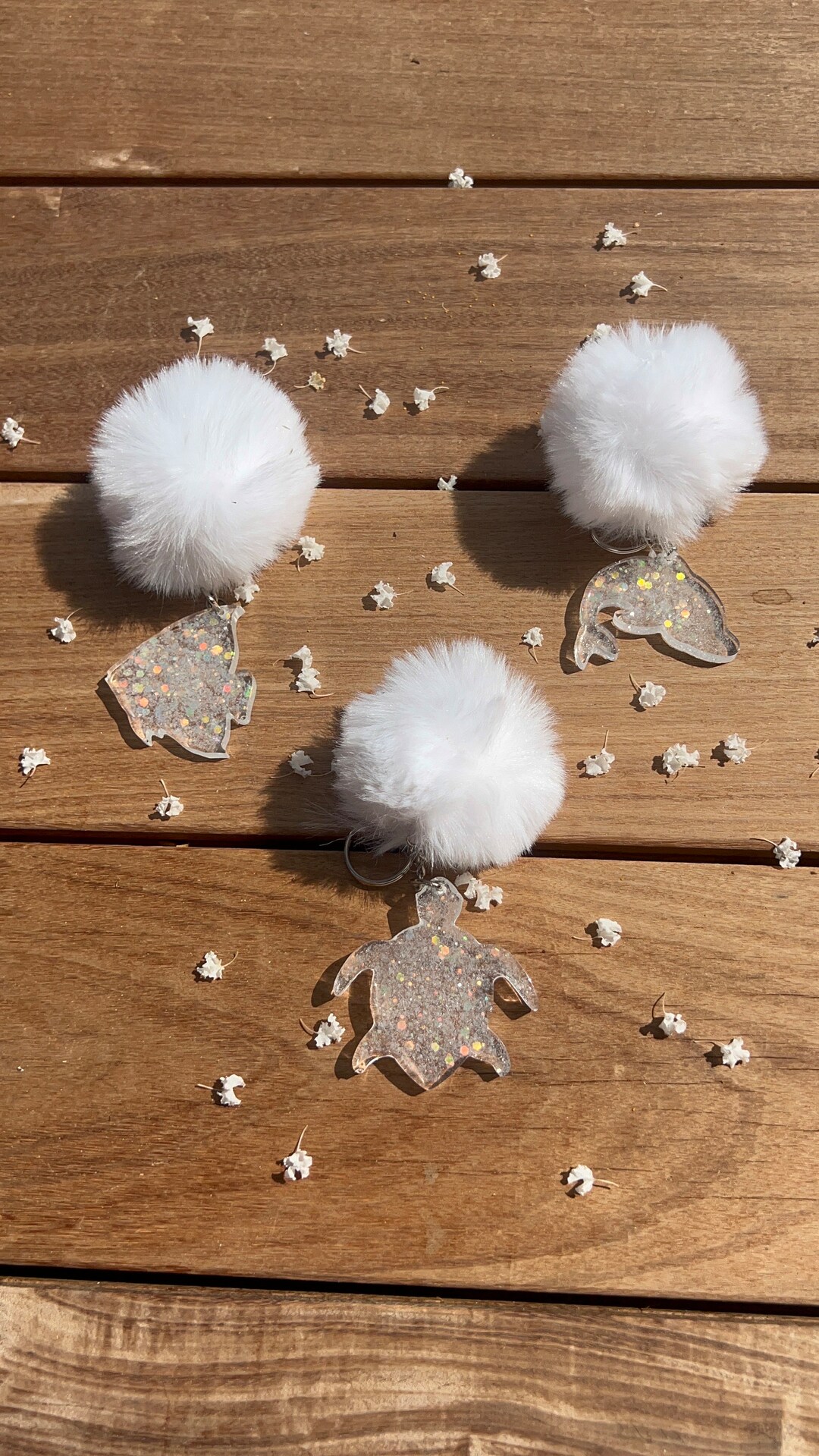 Ocean Animals White Glitter Keychain, Resin Keychain, Personalized ...