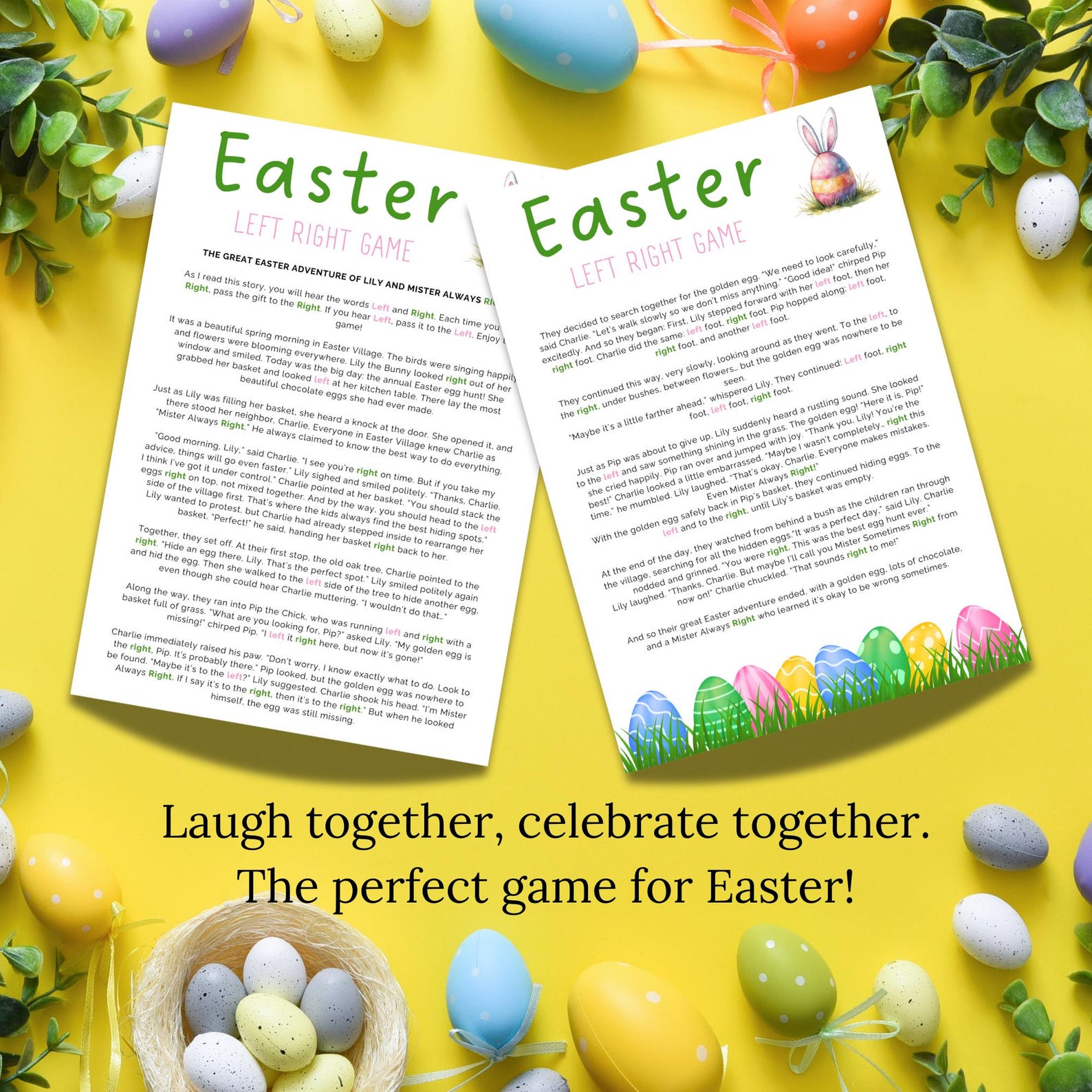 Pass the Gift Game, Left Right Easter Activity, Printable Family Game ...