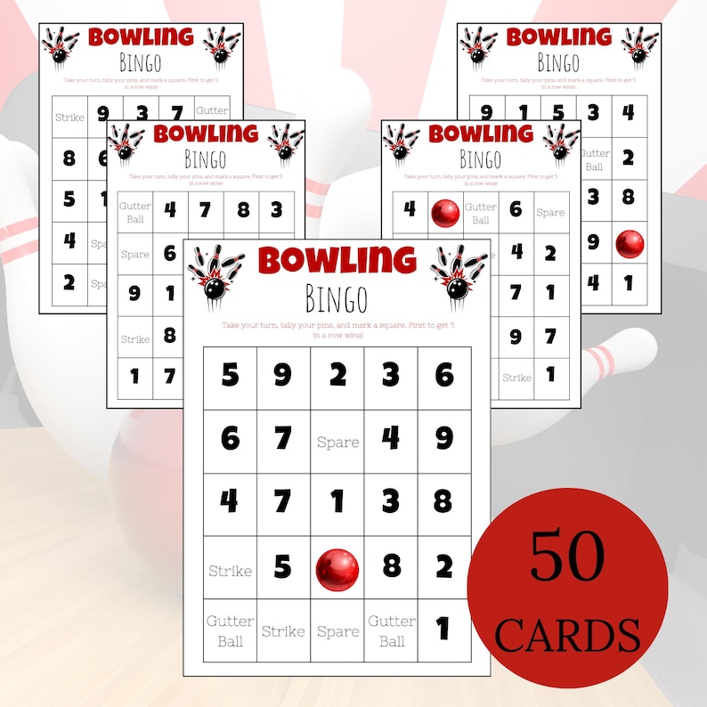 Bowling Bingo, 50 Printable Bingo Cards for Kids, Fun Bowling Party ...