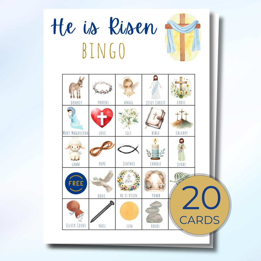Resurrection Bingo Printable, 20 Easter Bible Bingo Cards, Christian ...