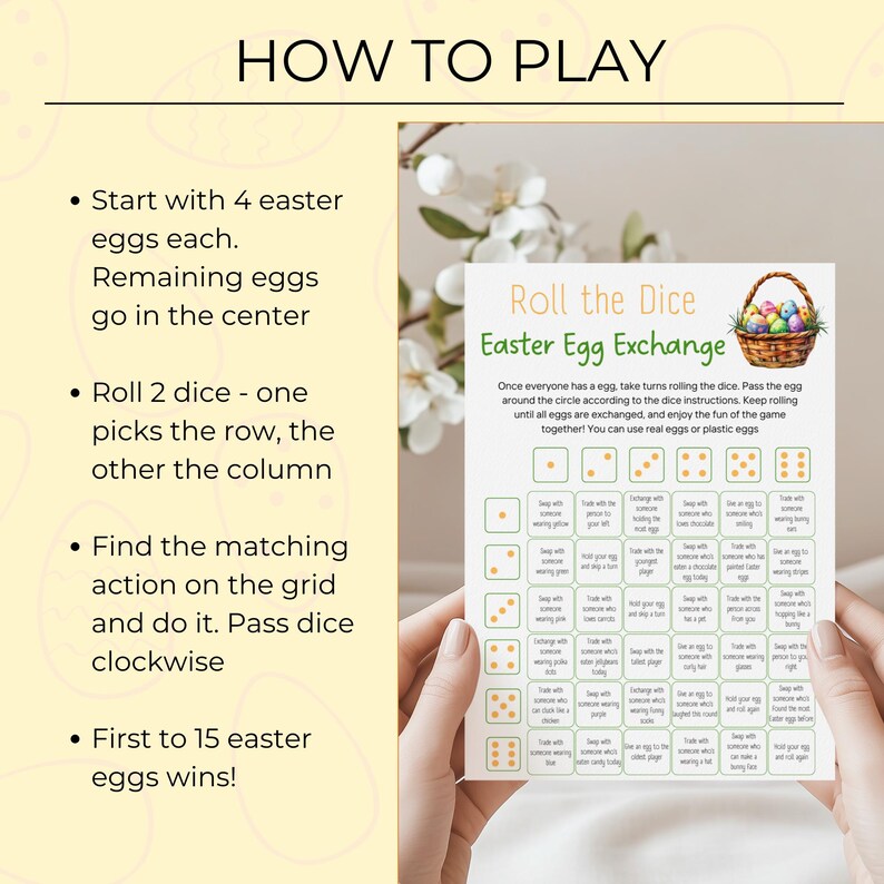 Easter Egg Exchange Dice Game, Printable Easter Activity for Kids, Fun ...