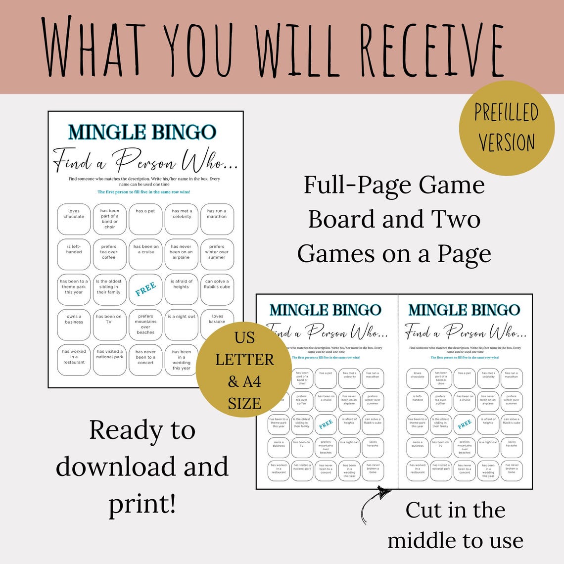 Mix and Mingle Bingo, Editable Get to Know You Questions, Find Someone ...