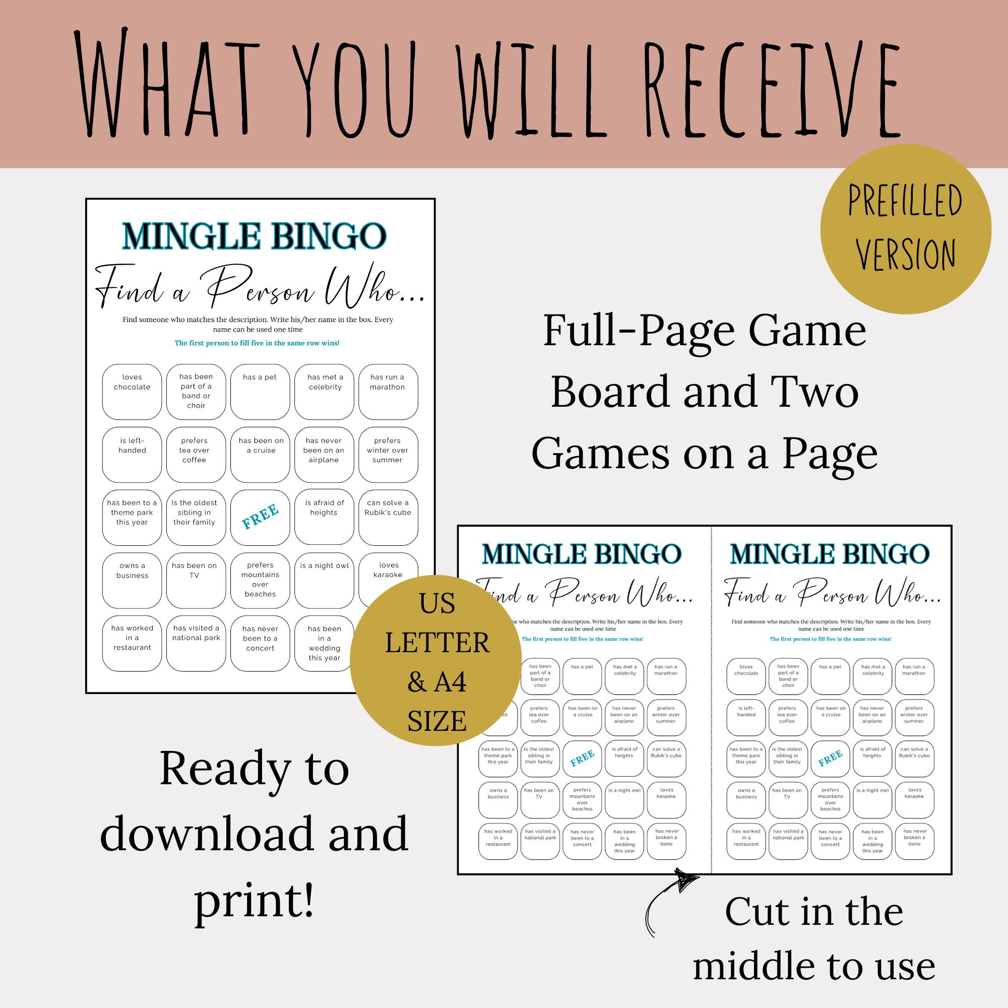 Mix and Mingle Bingo, Editable Get to Know You Questions, Find Someone ...