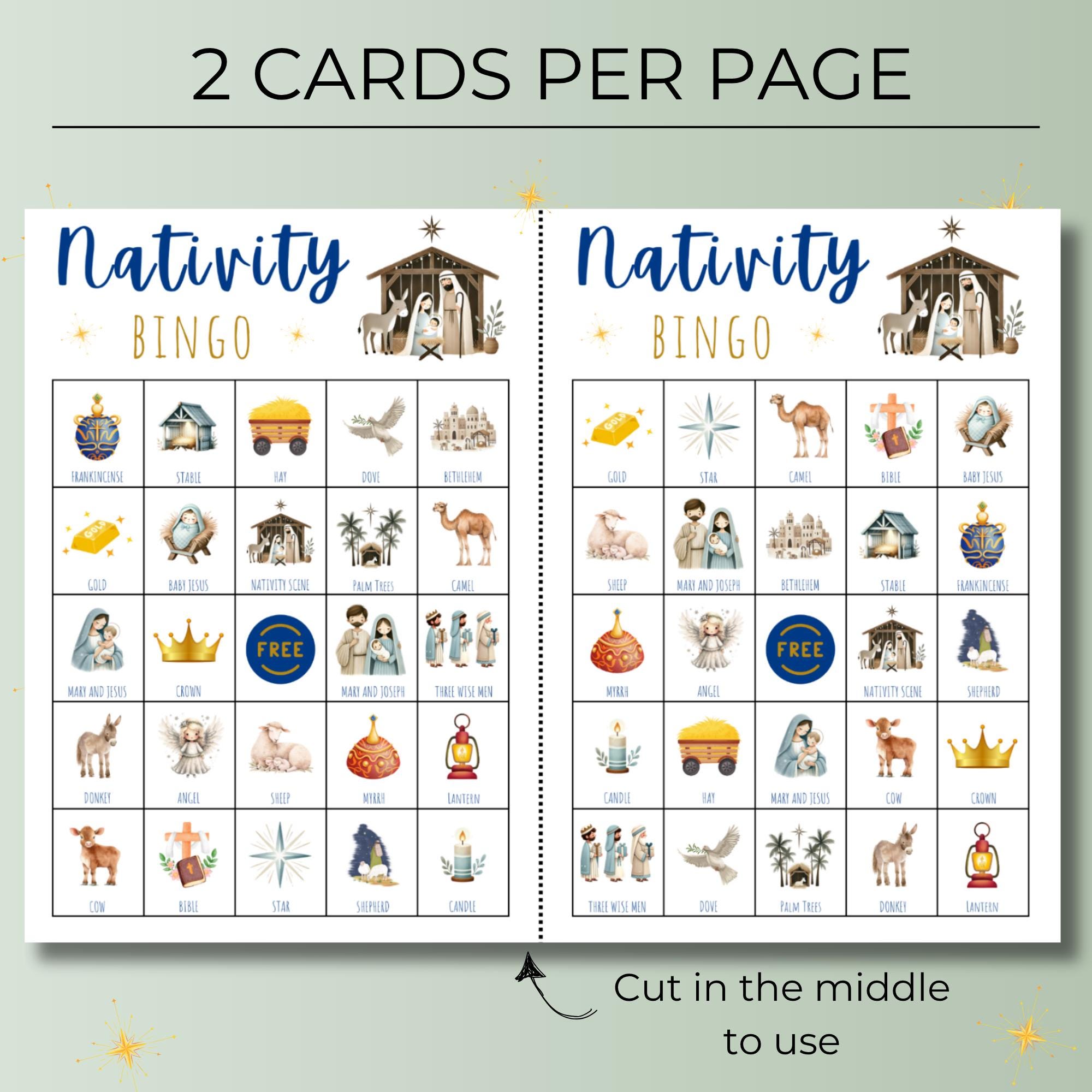 Nativity Bingo Cards, Christmas Bingo Game, Kids Christmas Party ...