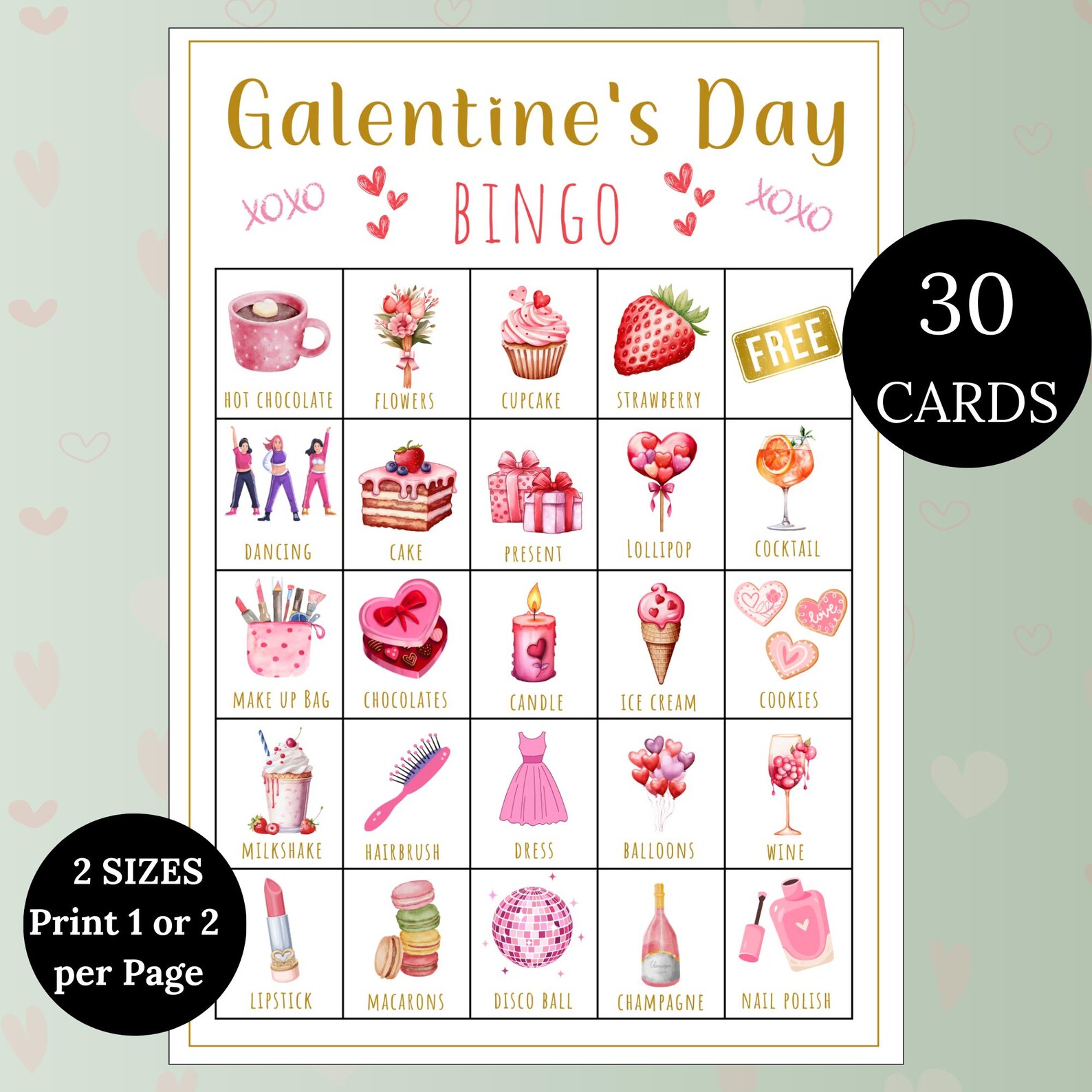 Galentines Day Bingo, Printable Galentines Game, 30 Unique Cards - Fun ...