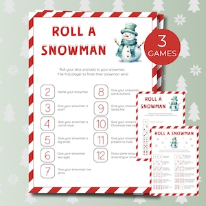 Roll a Snowman Dice Game Printable, Fun Christmas Activity for Kids ...