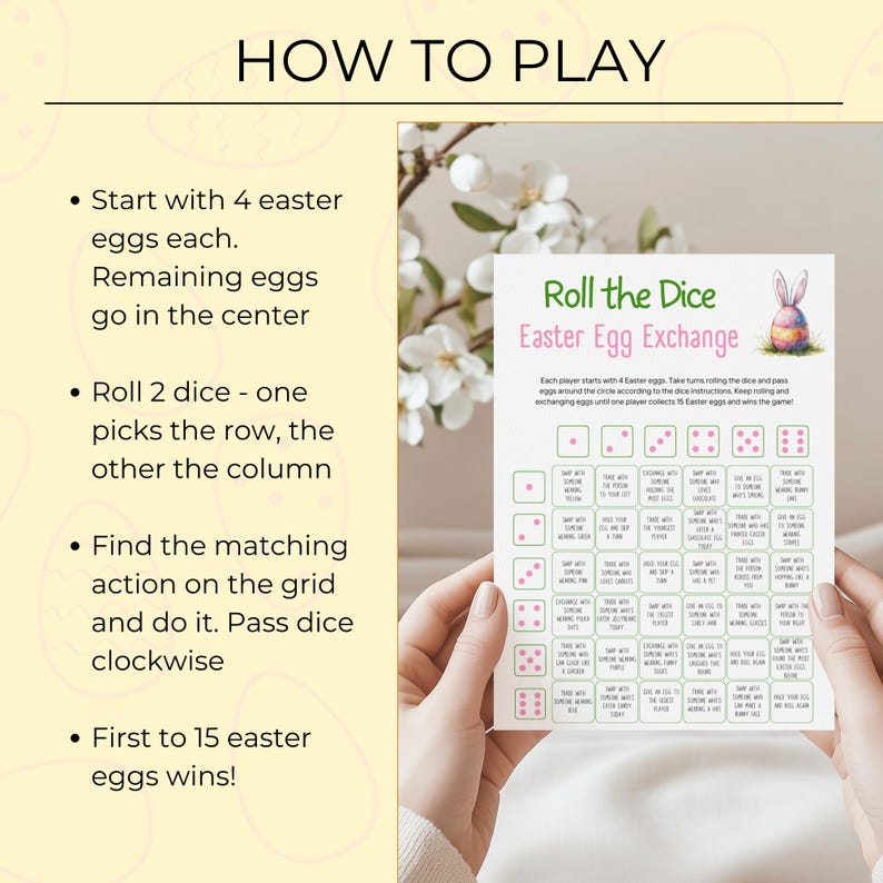 Easter Egg Exchange Dice Game, Printable Easter Game for Family Fun ...