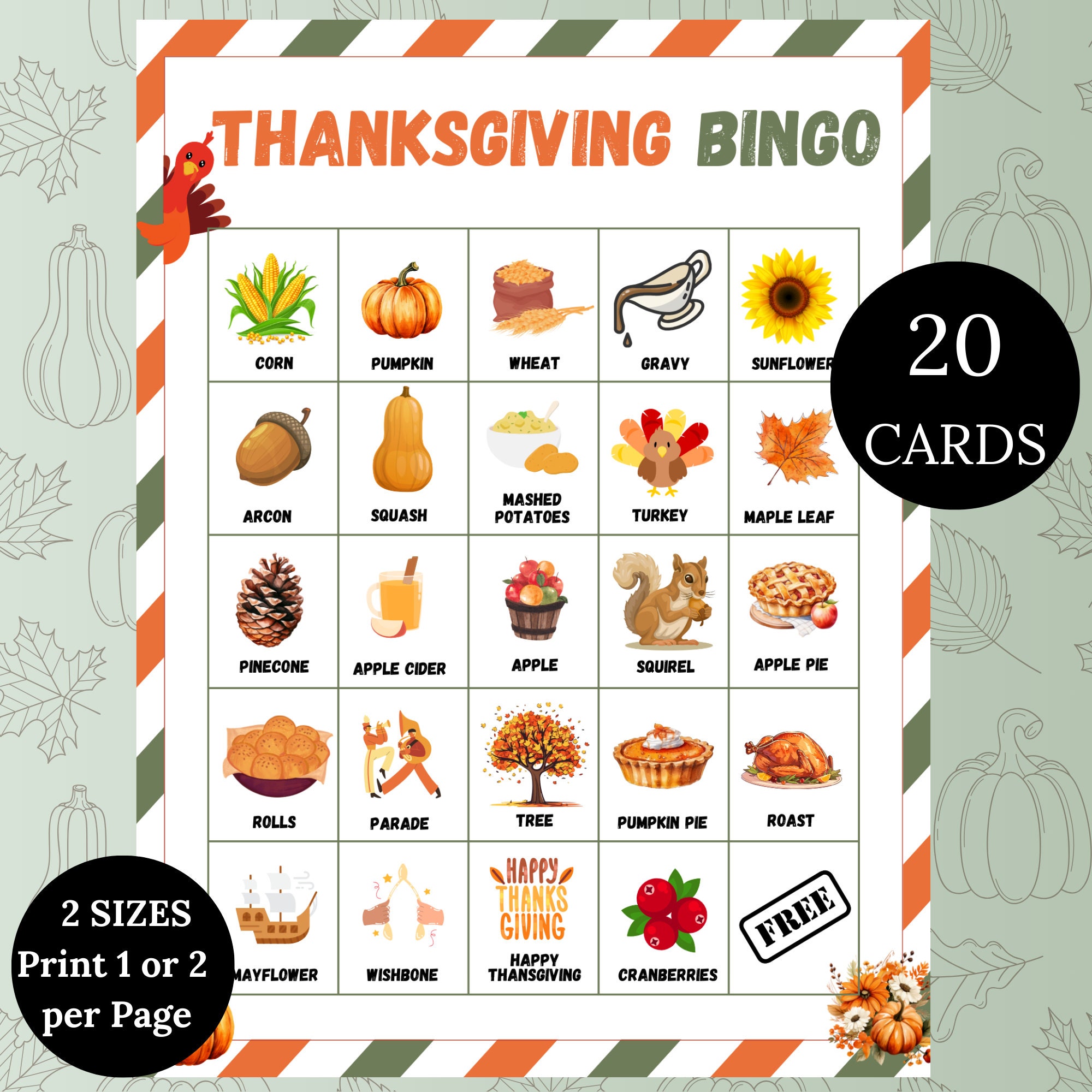 Thanksgiving Bingo Cards, Games and Activities, Family Reunion ...