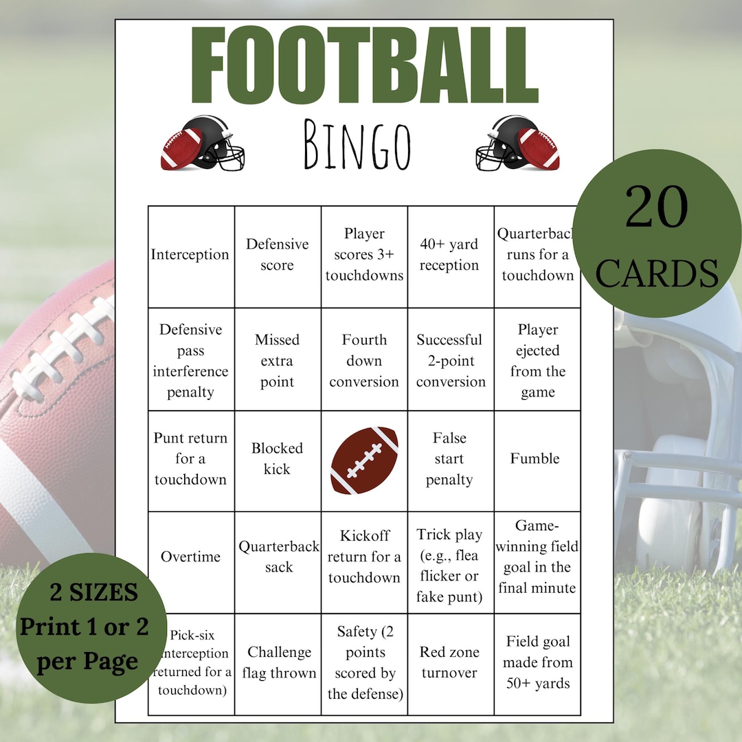 Football Bingo Cards, Perfect for College Bowl Games, Instant Download ...