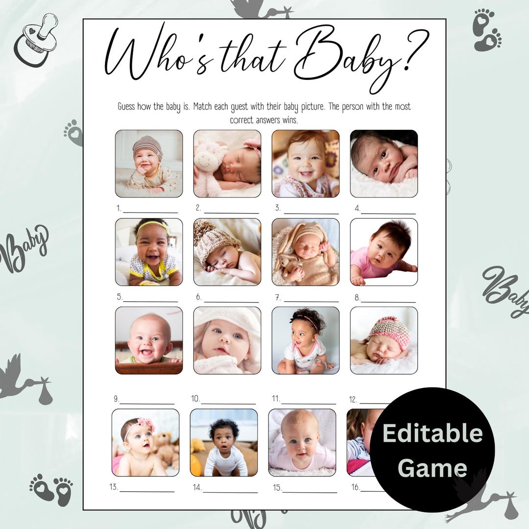 Who's That Baby Photo Game, Printable Guess Who Baby Shower Game ...
