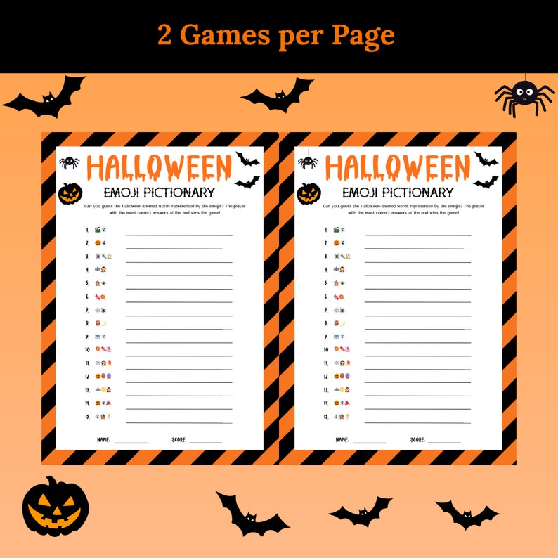 Halloween Emoji Game Printable, Fun Halloween Party Game for Kids ...
