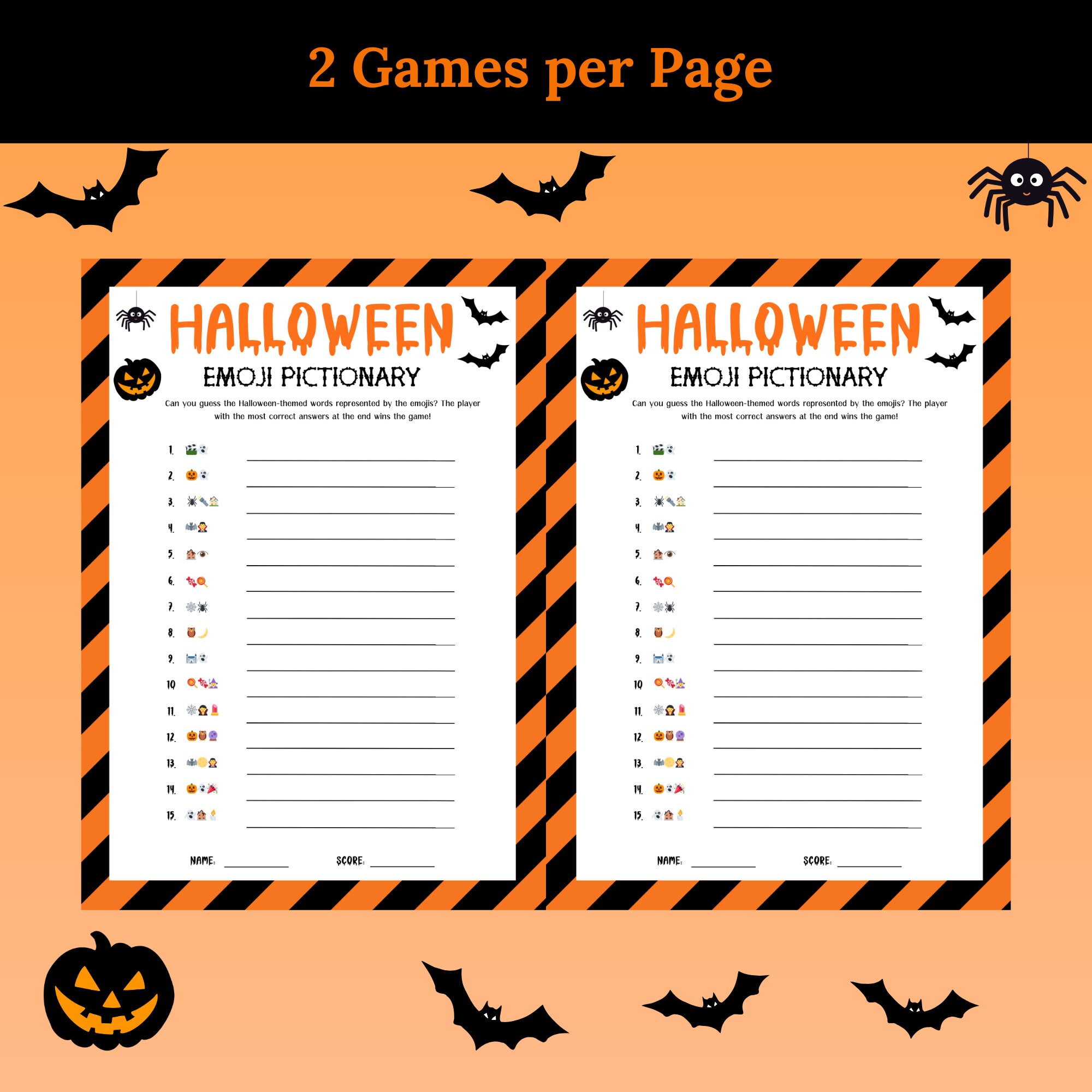 Halloween Emoji Game Printable, Fun Halloween Party Game for Kids ...