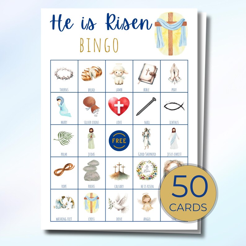 Resurrection Bingo Printable, 50 Easter Bible Bingo Cards, Christian ...