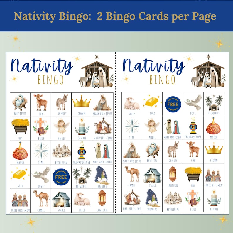 Nativity Bingo Game – 30 Printable Cards, Perfect for Church, Bible ...